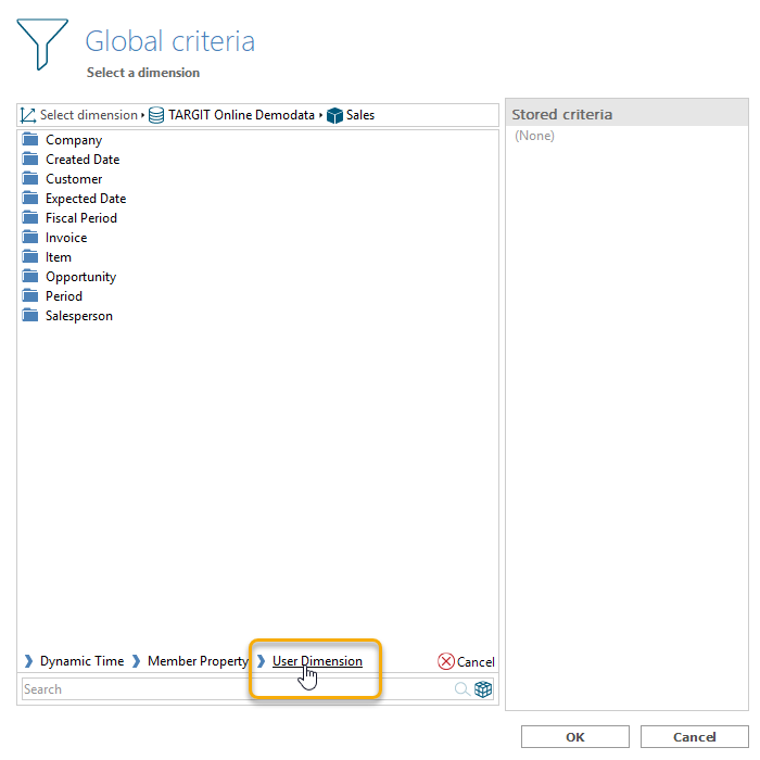 User Dimensions as criteria – TARGIT Community