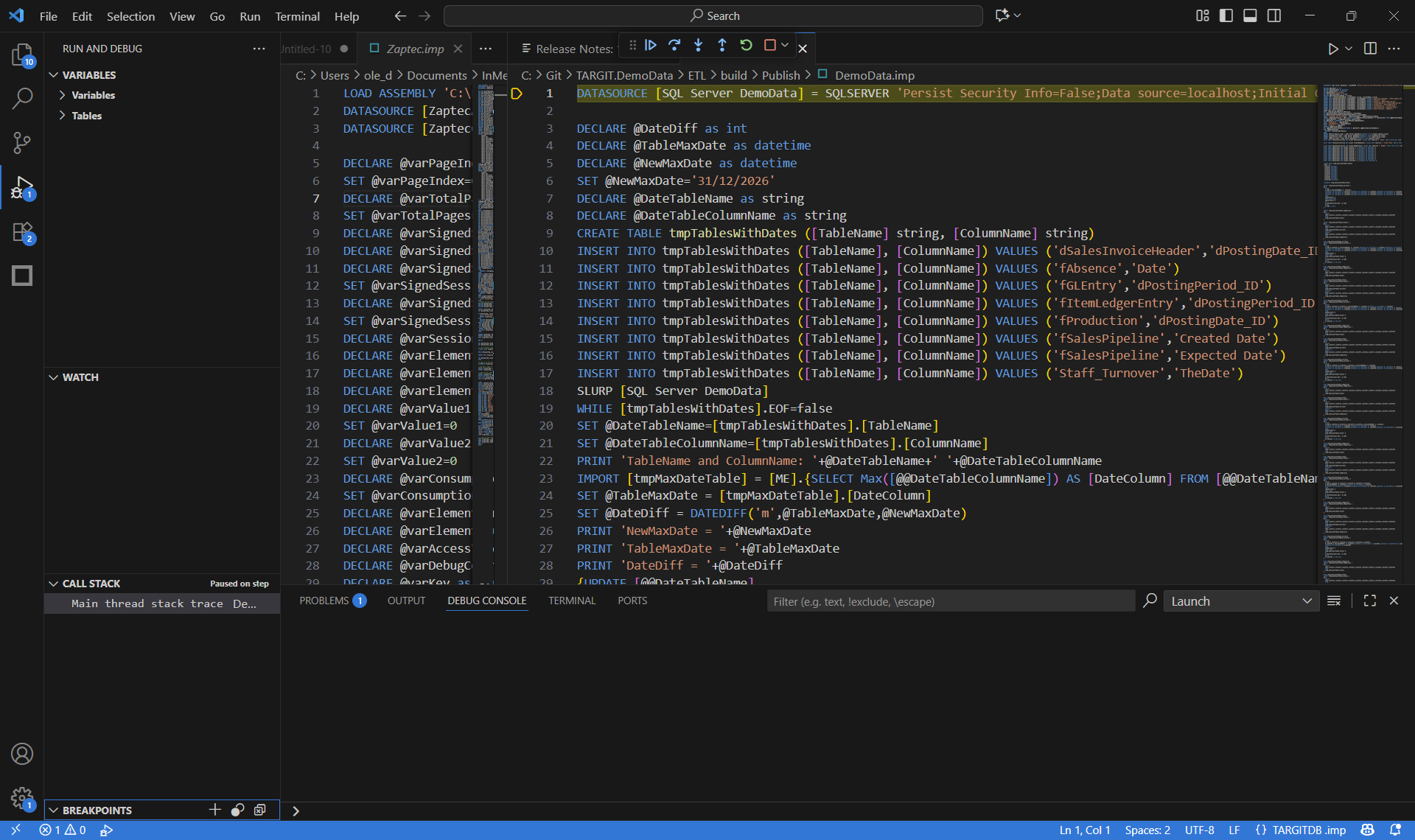 Debugging InMemory ETL projects with VS Code – TARGIT Community